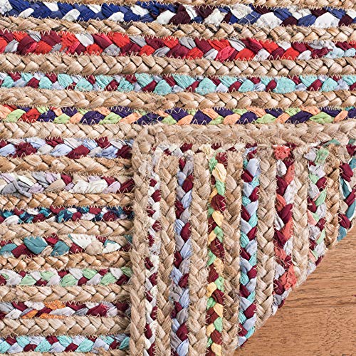 SAFAVIEH Cape Cod Collection 2' x 3' Natural/Multi CAP251A Handmade Boho Braided Jute Entryway Living Room Foyer Bedroom Kitchen Accent Rug