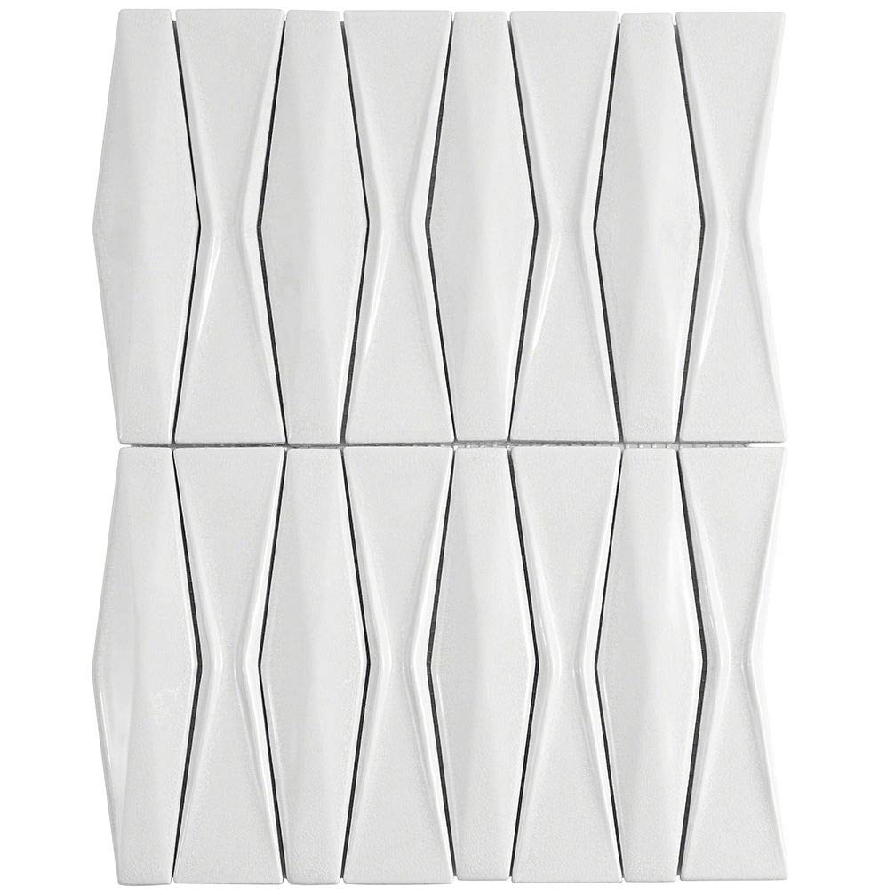 Delphi Harlequin Glacier White 3 in. x 6 in. Polished Ceramic Mosaic Tile Sample