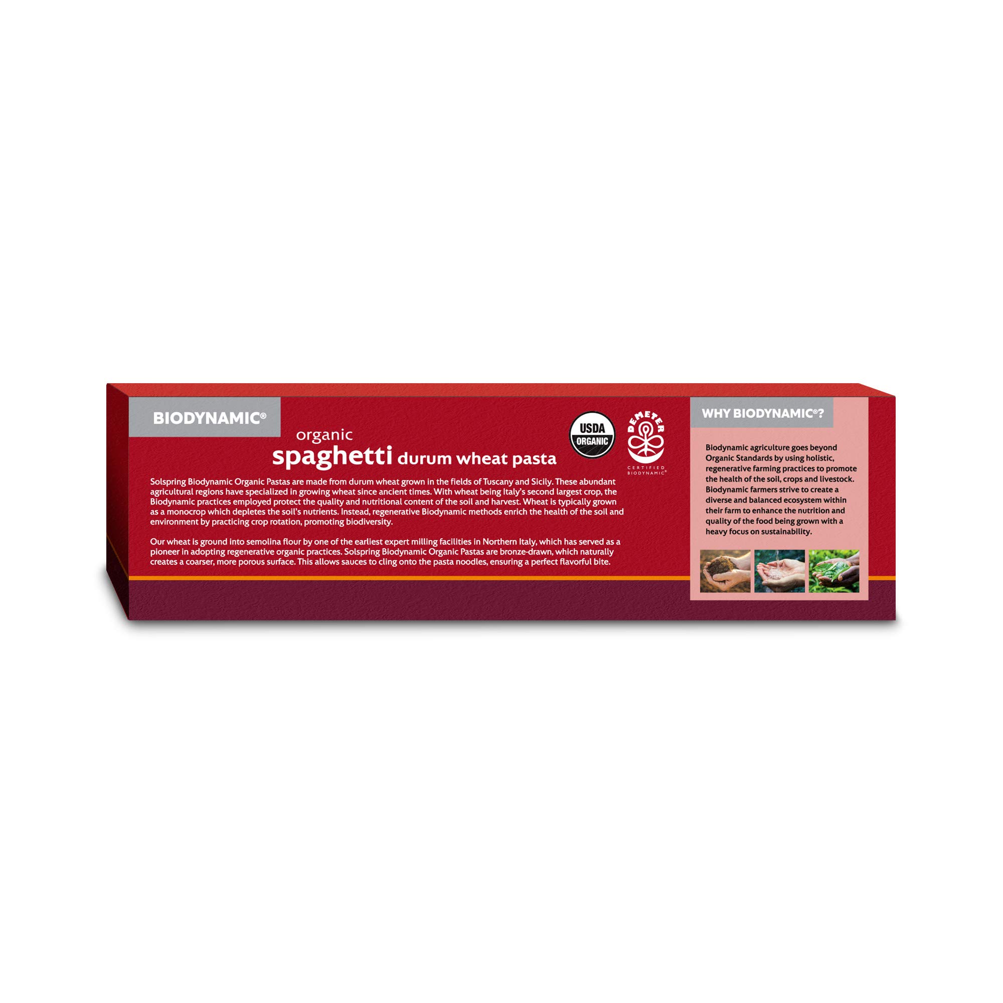 Dr. Mercola Solspring Biodynamic Organic Spaghetti (Durum Wheat Pasta), Pack of three (3) 1lb (16 oz) Boxes, non GMO, Soy Free, USDA Organic, Demeter Certified
