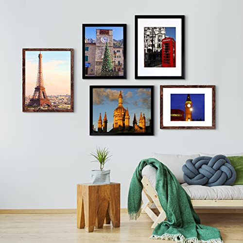 SESEAT 12x16 Picture Frame Rustic Brown, Display Pictures 9x12 with Mat or 12x16 without Mat, Photo Frames Wall Gallery, 1 Pack