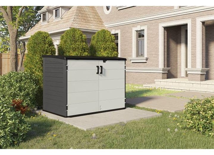 Suncast BMS4780 Stow-Away Horizontal Shed with Floor - Peppercorn