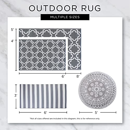 DII Reversible Outdoor Lattice Woven Rug, 4x6 Ft, Black