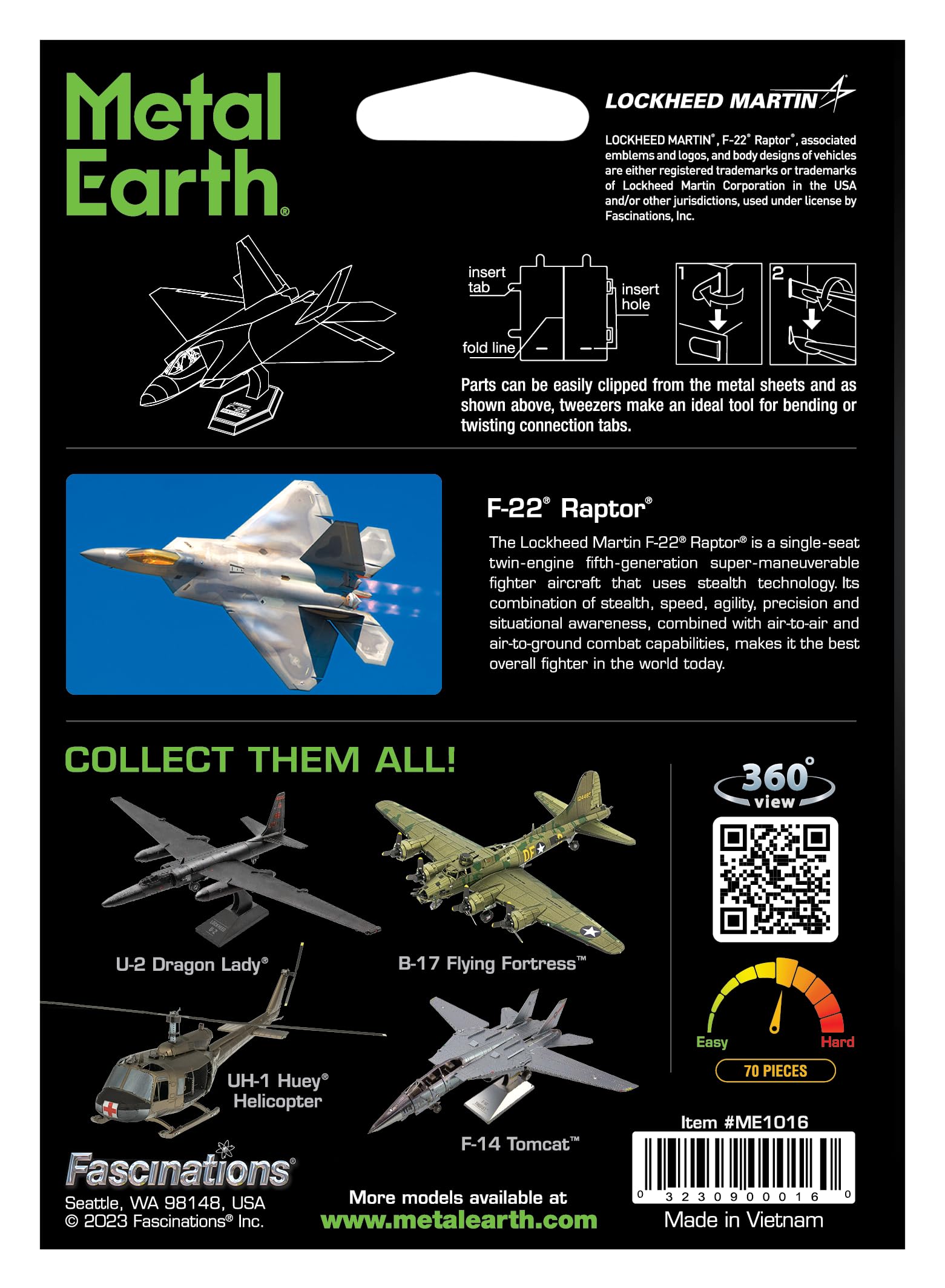 Metal Earth F-22 Raptor ME1016 3D Metal Model Kit Fascinations