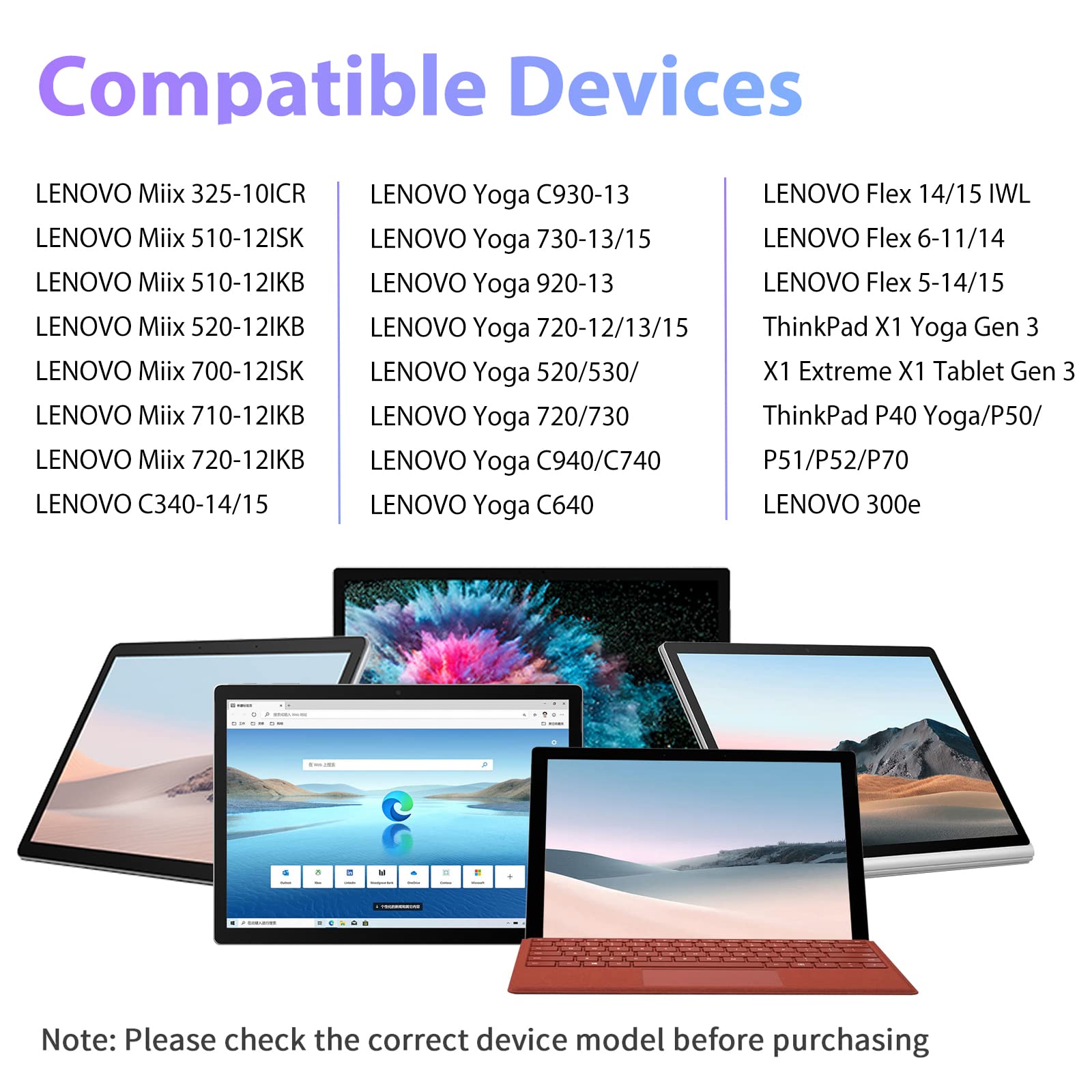 Digital Pen for Lenovo Touchscreen Laptop, Active Capacity Stylus Pen for Lenovo ThinkPad x1 Yoga Miix IdeaPad Flex 5/6 with 2048 Levels of Pressure
