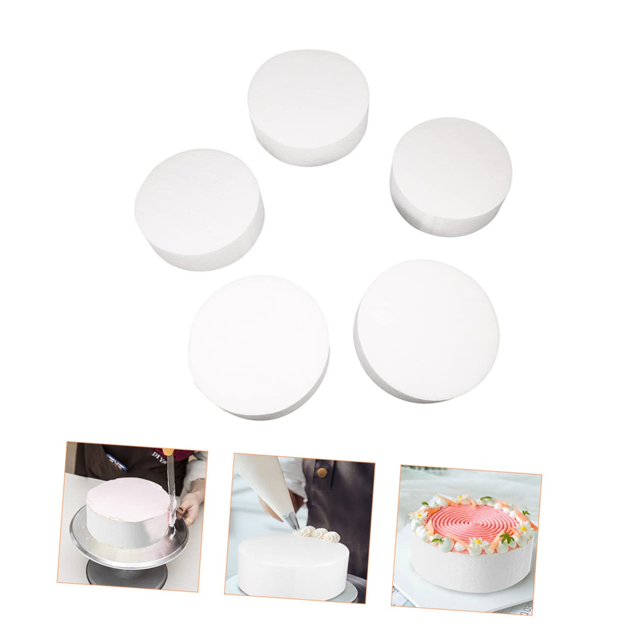 EXCEART 10 Pcs Foam Disc Foam Cake Circles Cake Practice Model Foam Cake Dummy Cake Shape Foams Cake Tray Trays Decorative Foams Cake Plate Child Craft Supplies Unique Foam White