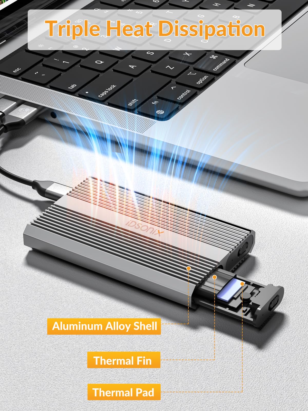 iDsonix Dual-Bay M.2 NVME , SATA PCIe SSD Enclosure Adapter up to 10Gbps, USB 3.1 Gen 2 to NVME, SATA PCIe M-Key M+B-Key 2242/2260/2280 External Hard Drive Enclosure, Support UASP