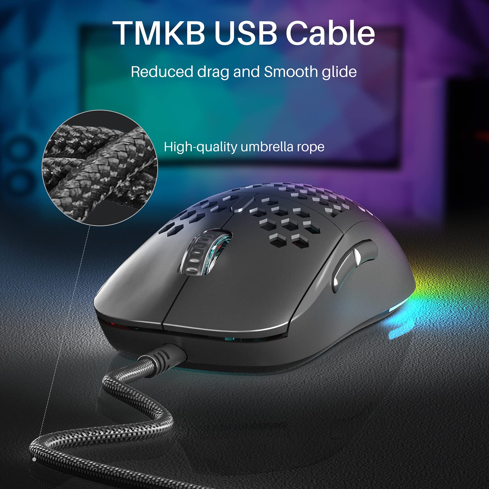DIERYA Falcon Gaming Mouse, Up to 16000 DPI, Ultra-Lightweight Honeycomb Mouse, RGB Wired Gaming Mice with 7 Buttons Programmable Driver for Windows PC Gamer Designer (Black)