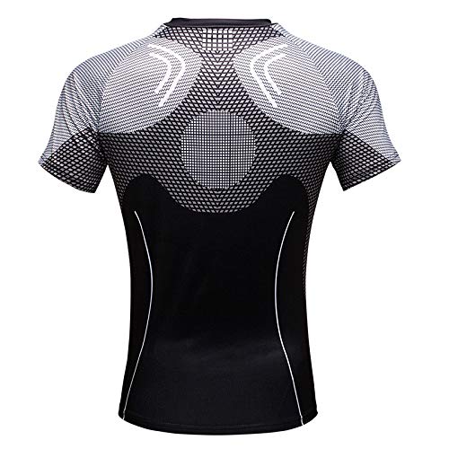 CoolMore mens Super Hero Compression Shirt Short Sleeve Sports Gym Runing Base Layer Wearing, Iron Man 1, Medium