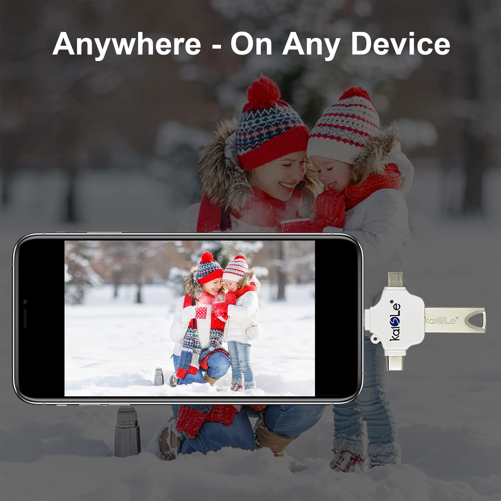 KAISLE 128GB Photo Stick External USB Flash Memory Storage Thumb Drives for Photo and Video Backup for Apple, Android and Windows Devices
