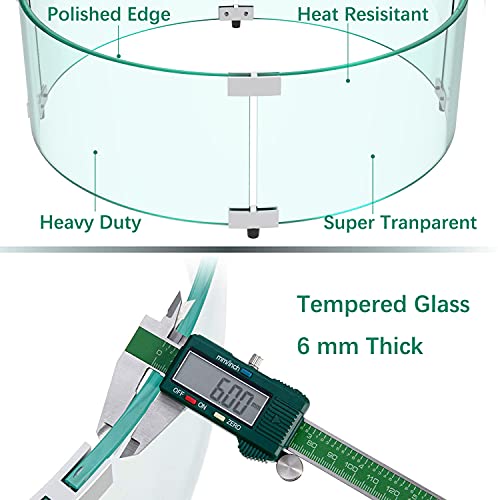 Fire Pit Wind Guard Round, Fire Pit Round Glass Wind Guard, Fire Table Wind Guard Round, Fire Pit Shield Round 23" x 6", by GFGRGD