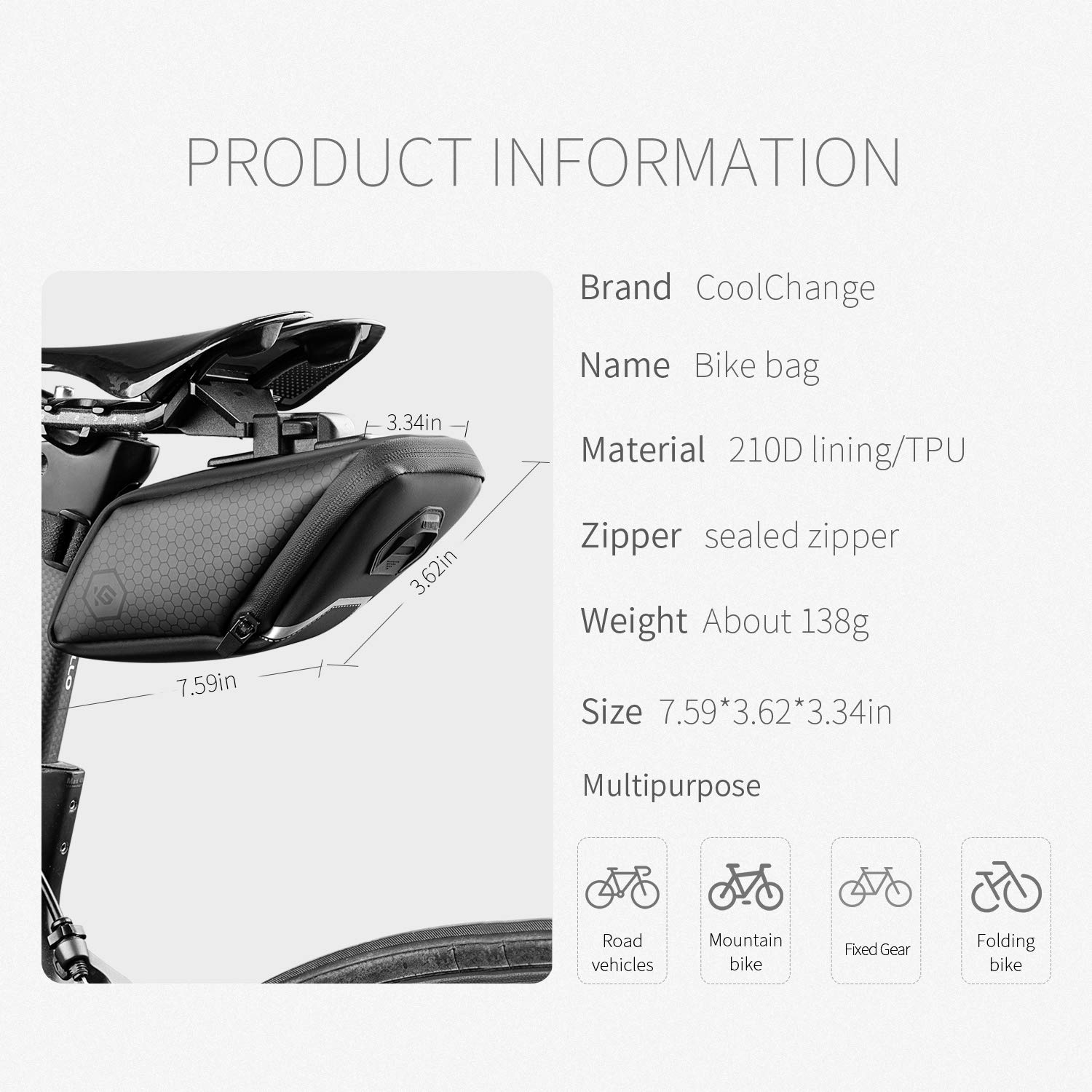 Cool Change Bike Saddle Bag Under Seat Bicycle Seat Bag Ultralight Cycling Seat Pack Pouch