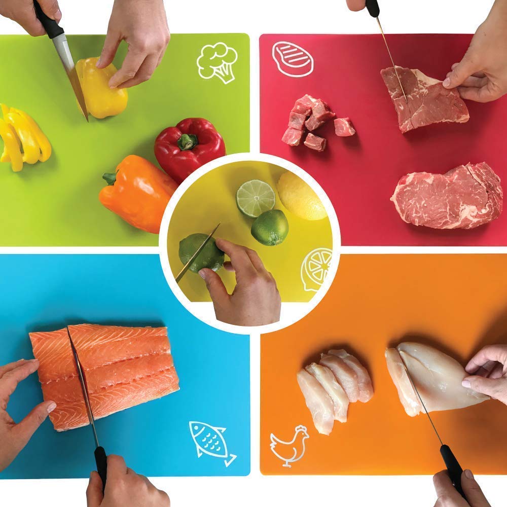 Gorilla Grip Drawer Liner and Flexible Cutting Board Set of 5, Drawer Liner Size 17.5x20 in Beige, 2 Item Bundle