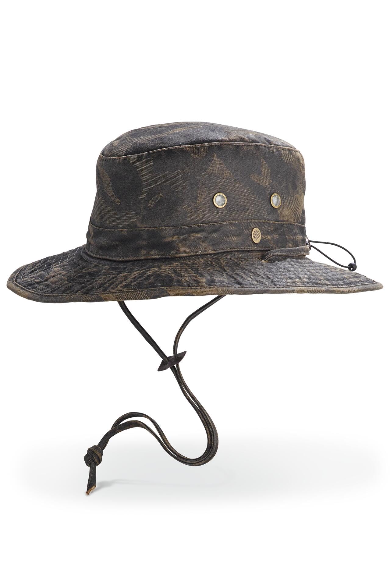 Coolibar UPF 50+ Men's Outback Camo Boonie Hat - Sun Protective (Large- Forest Green Camo Print)