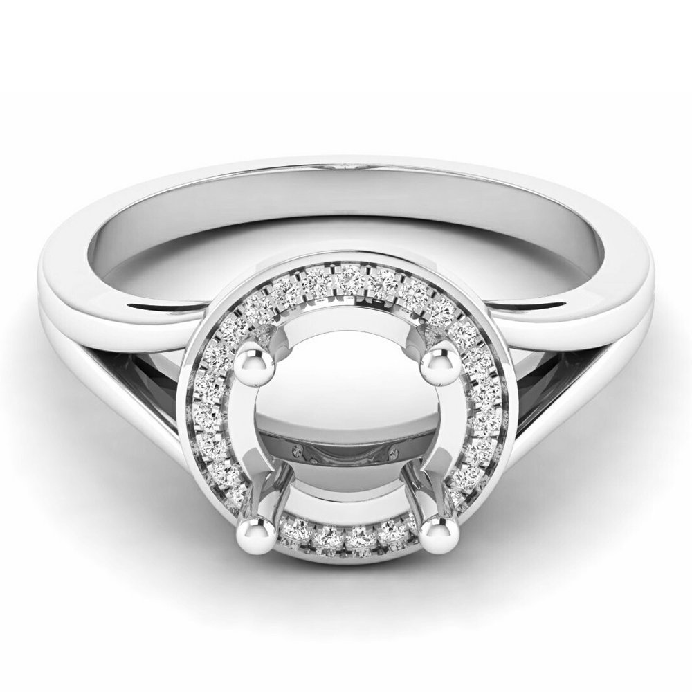 Dazzlingrock Collection 0.10 Carat (ctw) Round White Diamond Ladies Bridal Semi Mount Engagement Ring 1/10 CT, Can Be Fit 1.60 cts. (7 mm) Round Shape Center Stone, 14K White Gold, Size 4
