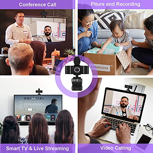 Full HD Webcam 1080P with Microphone Free Tripod Cover Slide - 120° Wide Angle Webcams Streaming USB Web Camera - Pro Computer Camera for Video Calling, Recording, Conferencing, Skype, OBS, PC Laptop