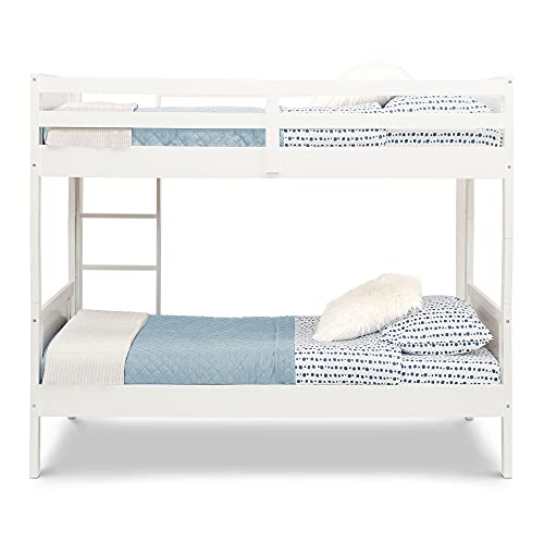 Delta Children Convertible Twin Over Twin Wood Bunk Bed with Ladder and Guardrails – Use as Bunk Bed or 2 Stand-Alone Twin Beds – Bed Ships in 2 Boxes, White