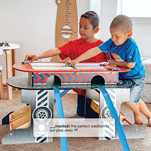 Delta Children Race Track Wood Toy and Activity Play Table with Toy Storage for Kids | Hot Wheels Compatible