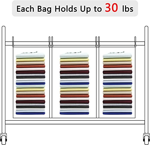 Laundry Basket with Wheels, Laundry Hamper 3 Section Removable Hampers for Laundry Organization and Storage, Metal Frame Cart with 90lbs Capacity, Mesh Sided Foldable Bags, No-Screw Simple Assembled