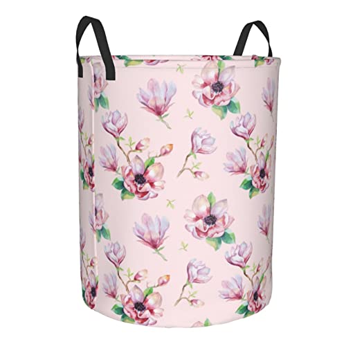 Laundry Basket Magnolia Flower Hampers for Laundry with Handles