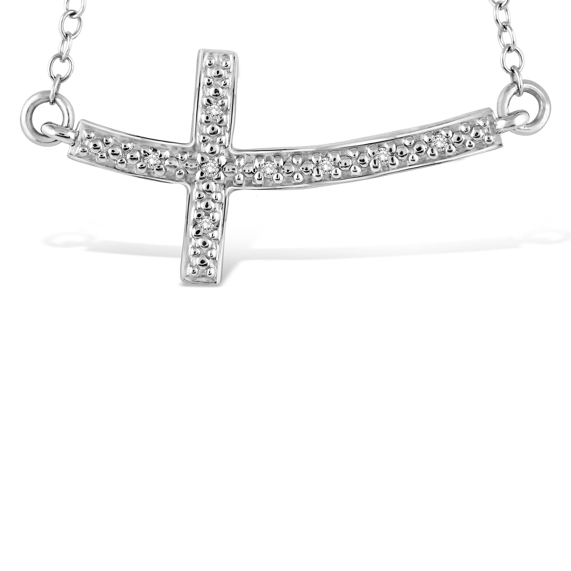 Evoque Sideways Cross Necklace For Women(1/50 Ctw) β Fine Jewelry - 18" Sterling Silver Chain