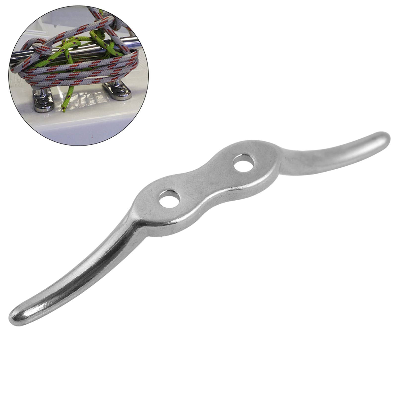 Drfeify Boat Cleat, Stainless Steel Marine Boat Cleat Anchor Rope Hollow Base Cleat Deck Base Fastener Accessory(Small)