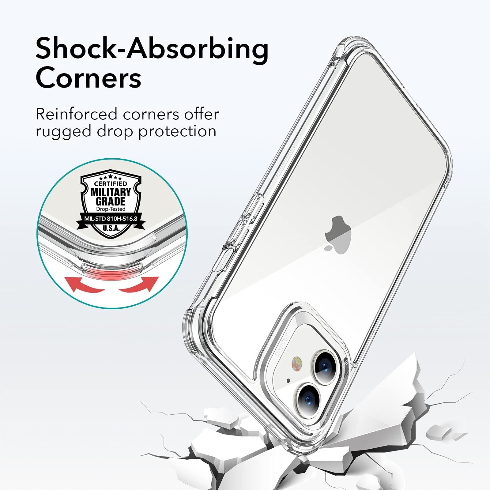 ESR Alliance Series Designed for iPhone Mini Case [2 Tempered Glass Screen Protectors] [Full-Body Hybrid Protection] [Shock-Absorbing] [Scratch-Resistant] for iPhone 2020, 5.4" – Clear