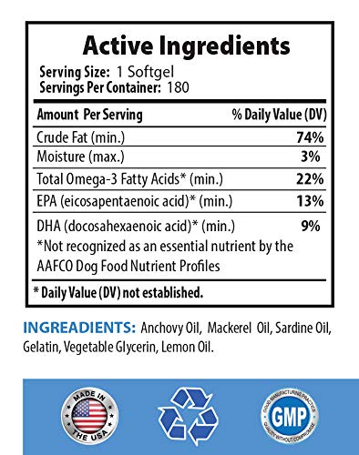 Omega 3 for Cats Liquid - Omega 3 Fatty ACIDS for Pets - Dogs and Cats - Premium Health - cat Joint Supplement Chews - 180 Softgels (1 Bottle)