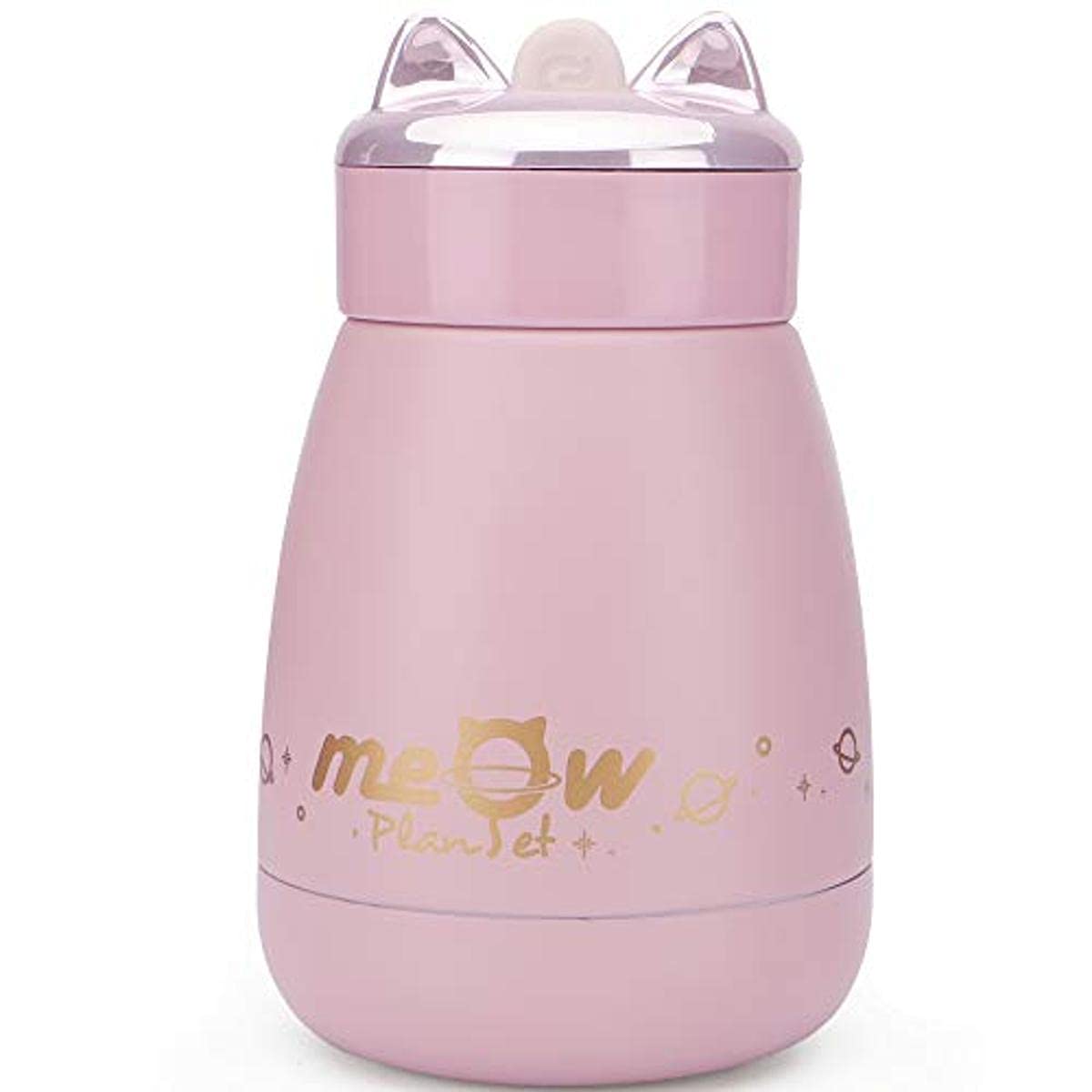 DIFFLIFE Mini Vacuum Mug Cute Thermos ,2019 New Stainless Steel Hot Water Bottle Travel Cup,304 stainless steel milk mug coffee tea(260ML Pink) (DAYUN)