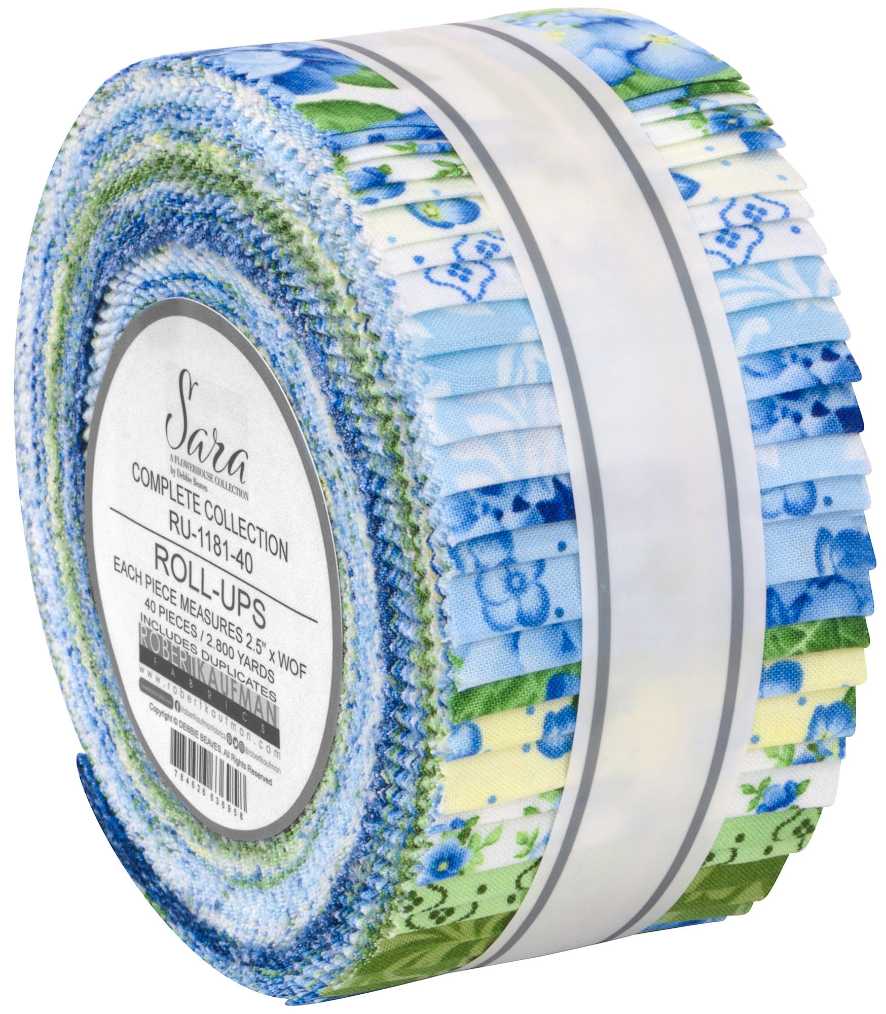Debbie Beaves Flowerhouse Sara Roll Up 40 2.5-inch Strips Jelly Roll Robert Kaufman RU-1181-40