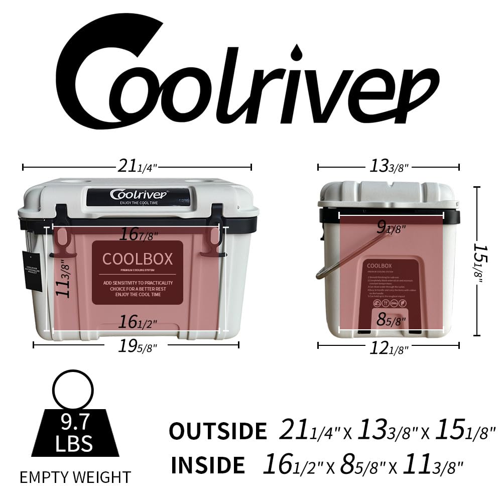 Coolriver Cooler,Heavy Duty ice Chest, 27quart, White