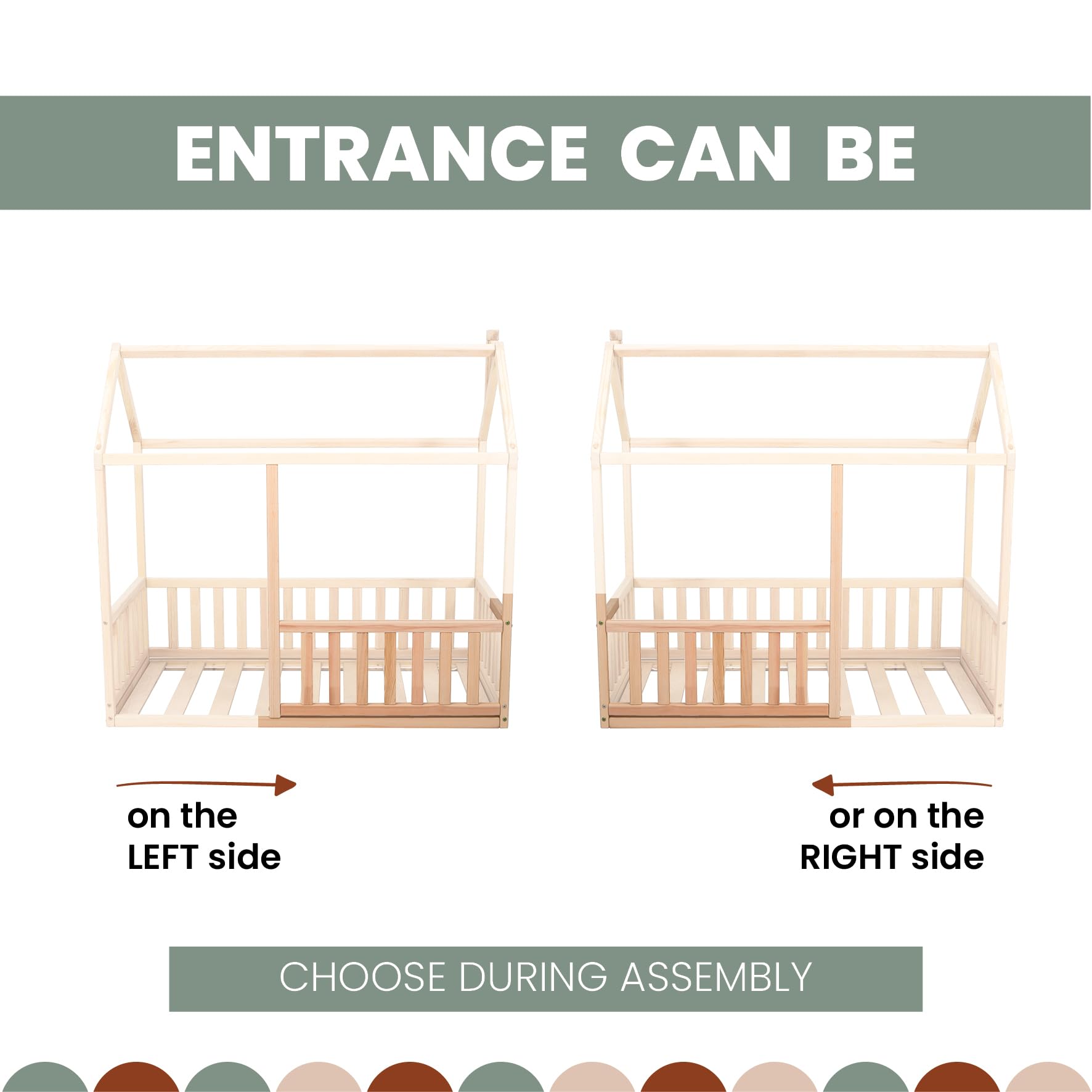 FULL size house bed frame for toddler, Montessori floor bed for kids, Full size toddler bed frame with SLATS