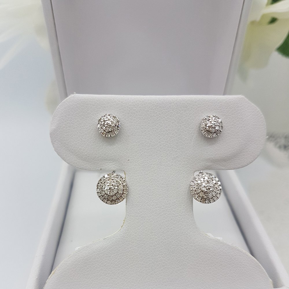 Dazzlingrock Collection 0.55 Carat (ctw) Round White Diamond Ladies Stud Earrings Jackets Set 1/2 CT, Sterling Silver