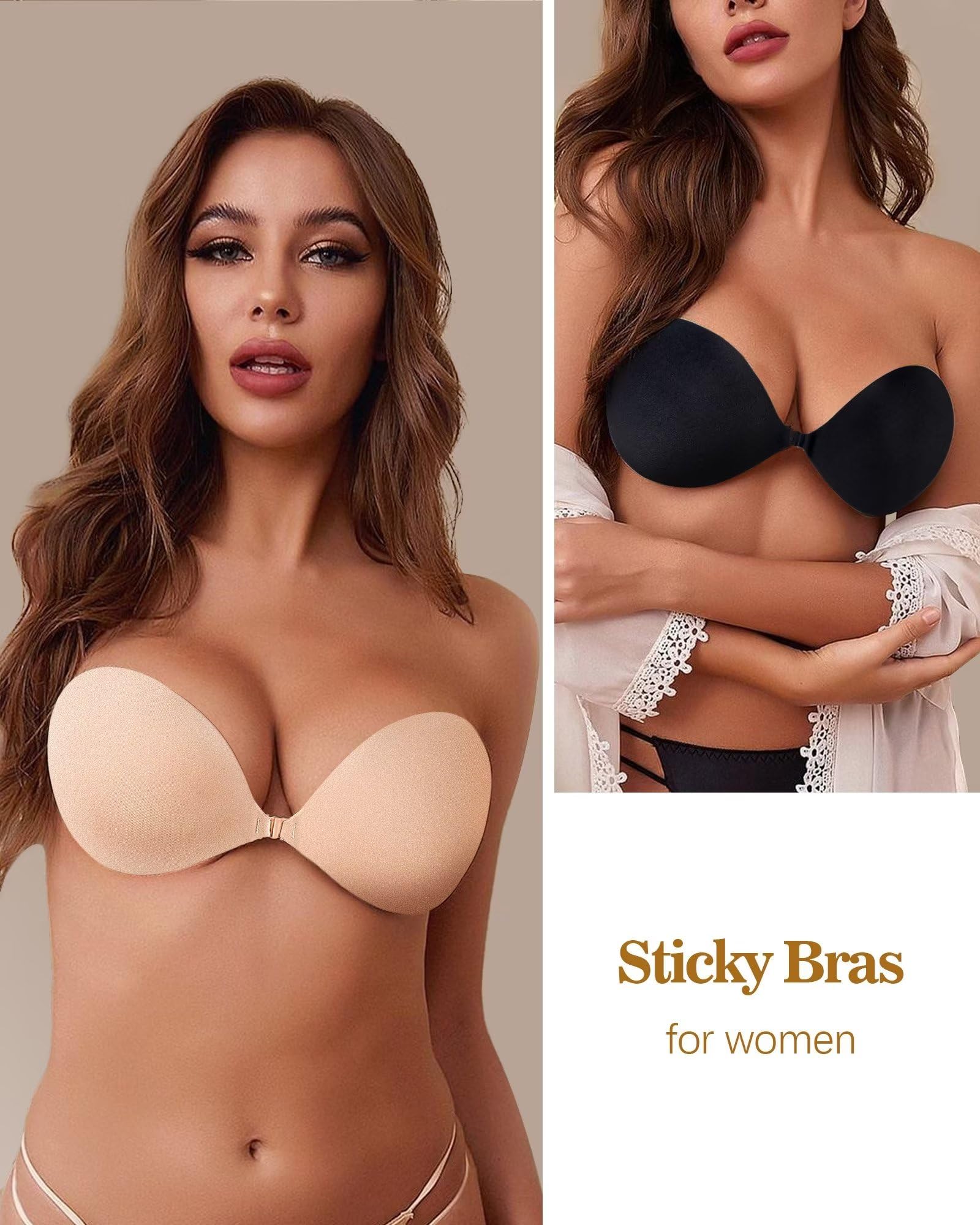 digitharbor Sticky Adhesive Bra Strapless Invisible Push up Silicone Bra for Backless Dress-1