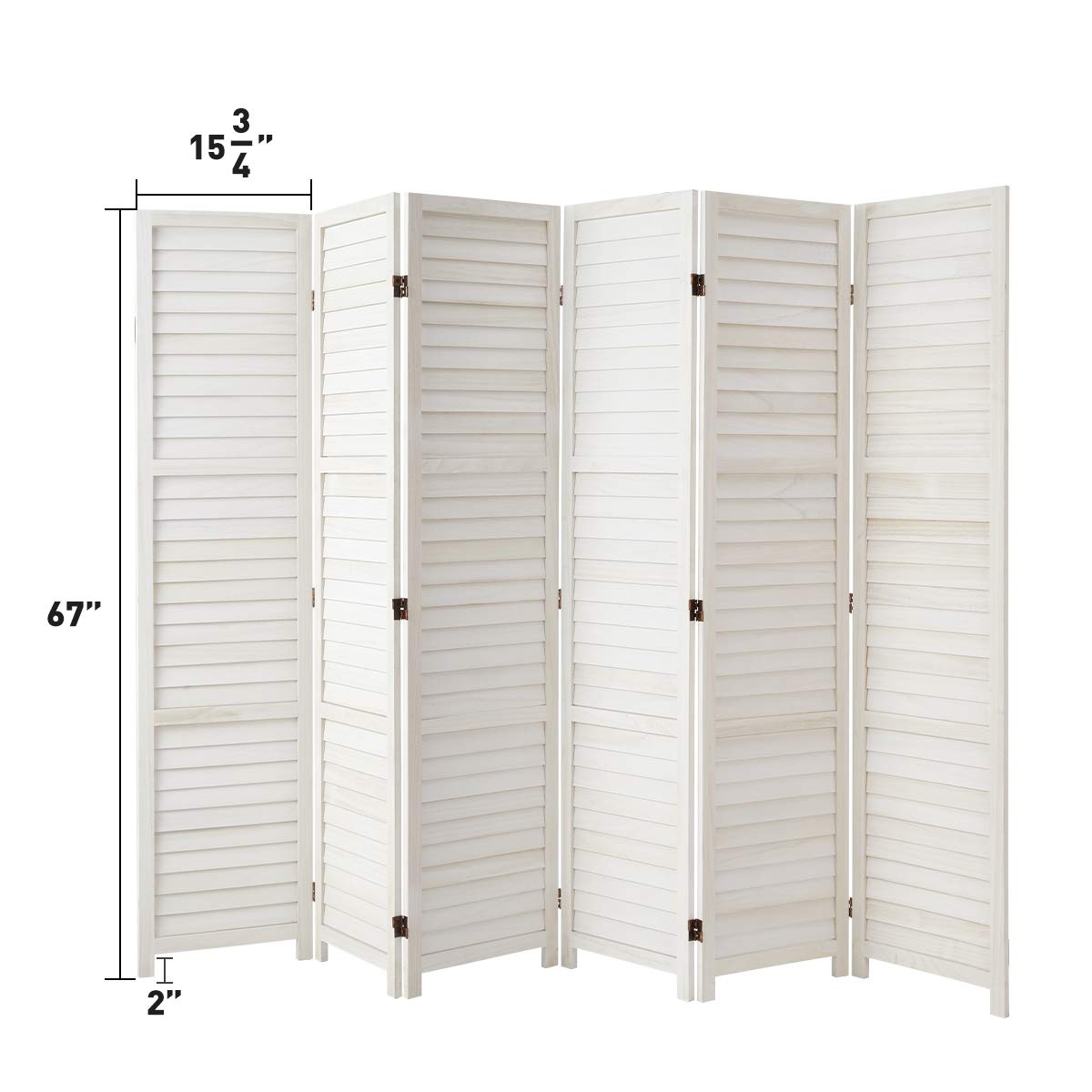 Esright 6 Panel Wood Room Divider, 5.6 Ft Tall Folding Privacy Screen Room Divider, Freestanding Partition Wall Dividers for Office,White