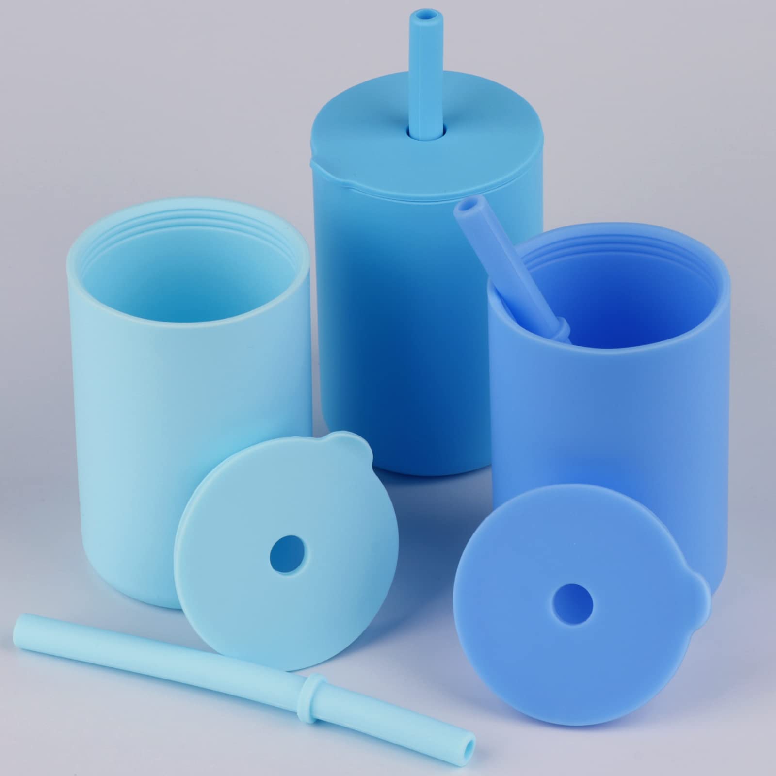Kalovin Baby Sippy Cup, 3 Pack Silicone Trainer Cup Toddler Training Straw Cup for Boys and Girls, Unbreakable, Spill Proof Sippy Cup for Toddlers, 6 oz