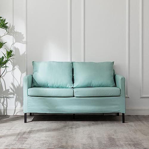 SDADI 51" Loveseat Sofa Couch for Living Room, Love Seats 2-Seater Furniture w/Metal Legs for Compact Small Space, Deep Seated Comfy Sofa for Apartment, Bedroom, Dorm, Office (Blue)