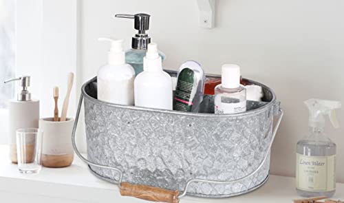 Galvanized bucket,Utensil Caddy,Tin ware décor,Utensils caddy,Picnic utensil holder caddy,Cutlery Caddy,Flatware caddy,Galvanized Utensil caddy,Galvanized Storage bins,Outdoor utensil -Natural