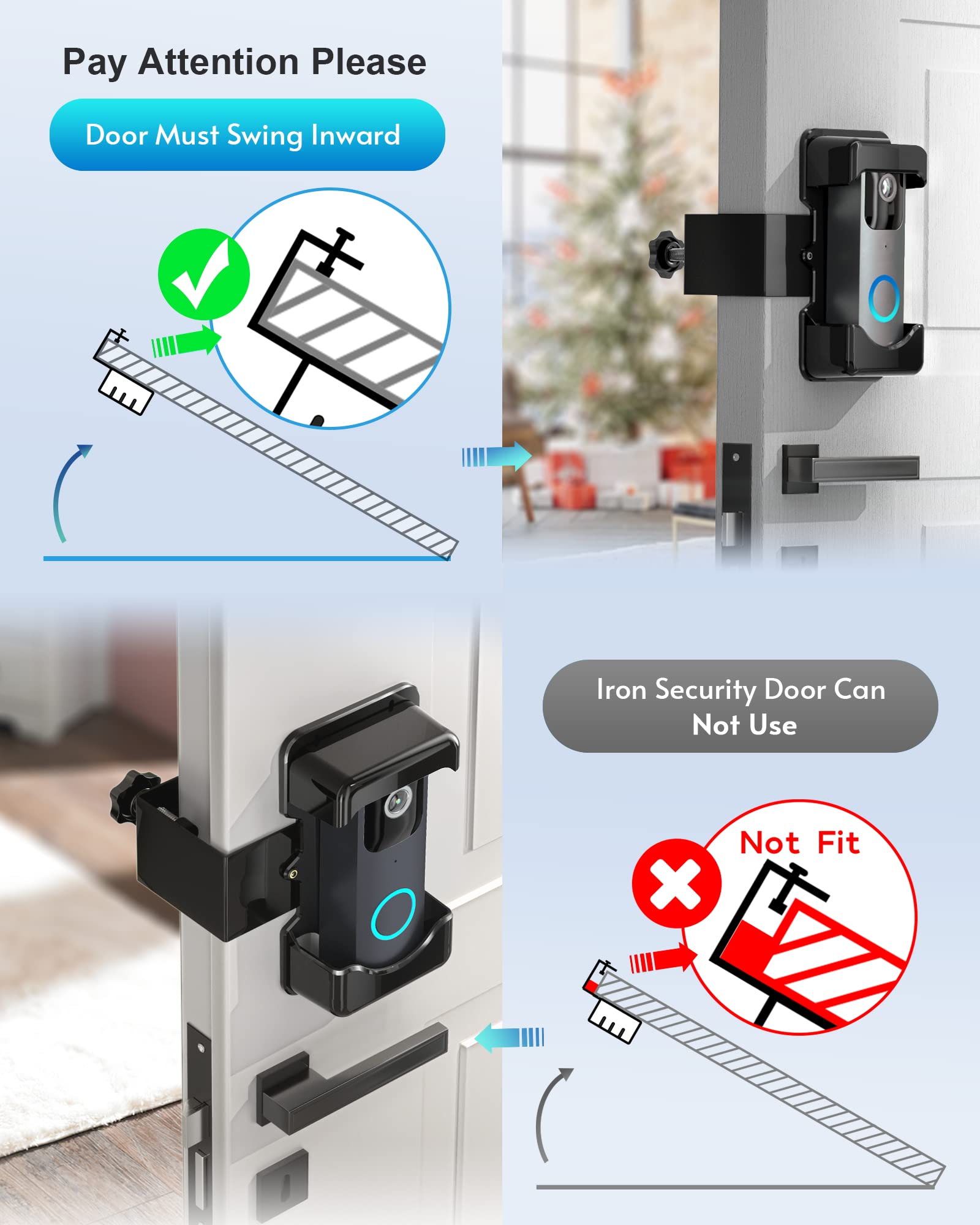 COOLWUFAN Anti-Theft Video Doorbell Mount, No-Drill Mounting Bracket for Most Brand Video Bell (White)