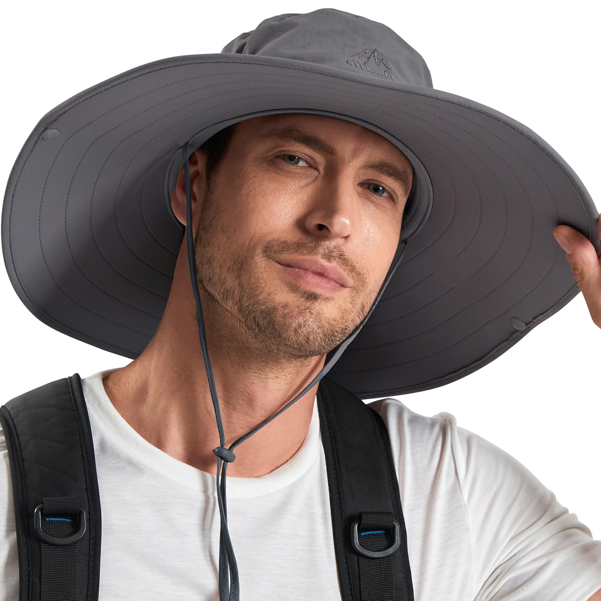 Cooltto Wide Brim Sun Hats with Waterproof Breathable for Fishing, Hiking, Camping,for Men Women Kids Dark Grey