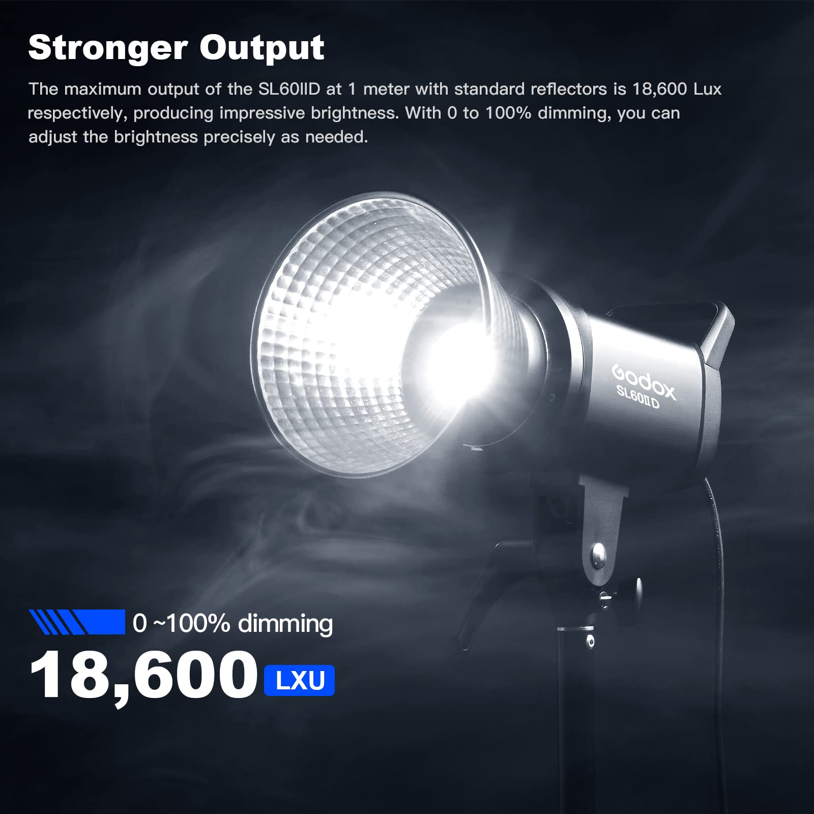 Godox SL60IID LED Video Light,60Ws White 5600K Version Countinuous Output Lighting with Bowens Mount,CRI 96+ TLCI97+,for Video Recording Wedding Product Photo... (3 Pack)