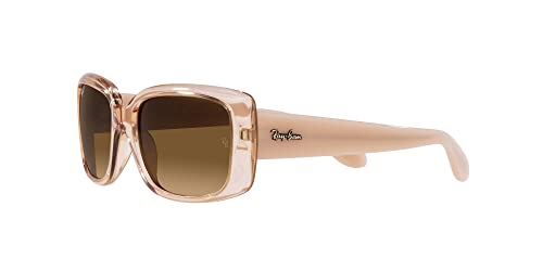 Ray-Ban Women's RB4389 Square Sunglasses, Transparent Brown/Brown Gradient Polarized, 55 mm