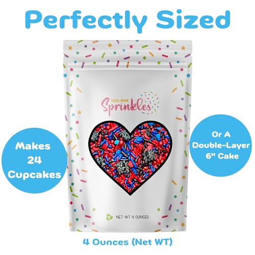 COOL MOM SPRINKLES Red And Blue Sprinkles (4 oz.) – Themed Birthday Sprinkles for Decorating Cakes, Cupcakes, Cookies & Desserts – Mixed in the USA/Gluten-Free