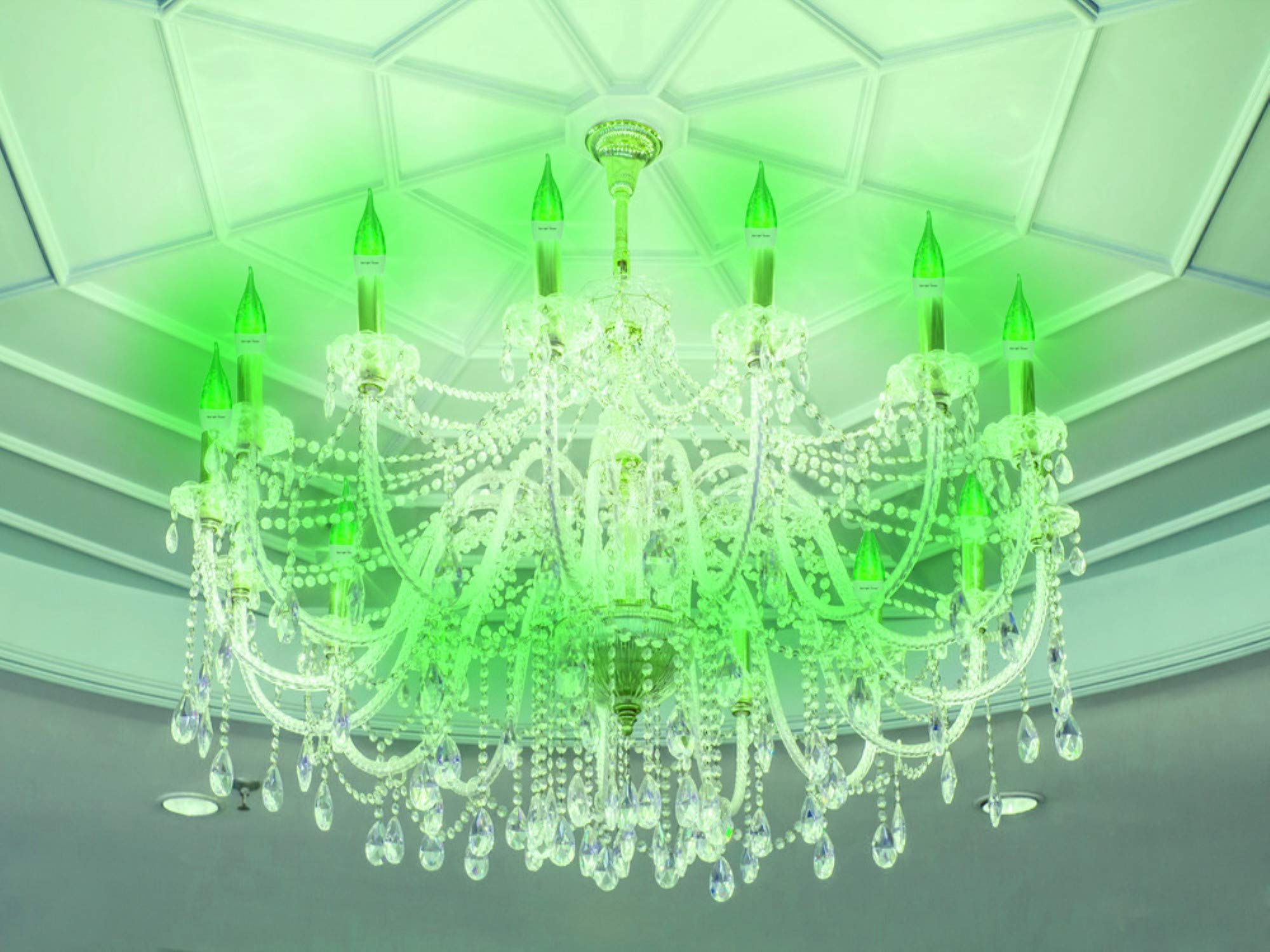 OMK 6 Pack Green LED Christmas Flame Effect Light Bulb Decorations E12 Base Candelabra Light Bulbs, Warm White Led Bulbs, Non-Dimmable Candle Light Bulbs for Party Holiday Decor Gifts