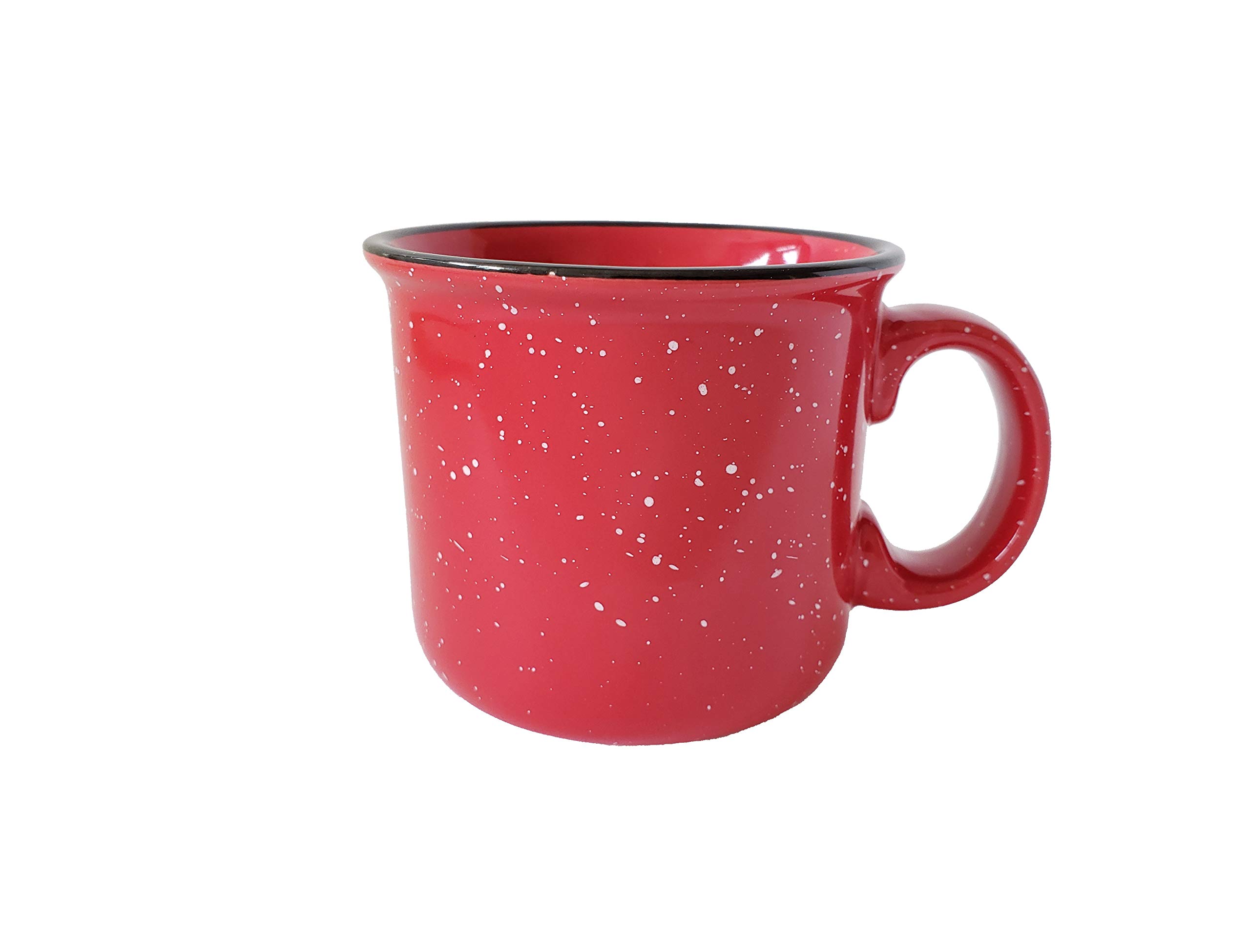 Essential Drinkware 14oz Ceramic Campfire Coffee Mug (Set of 4), Red with Speckled Finish - Durable Thick Walled Camping Style Cup for Outdoors or Home