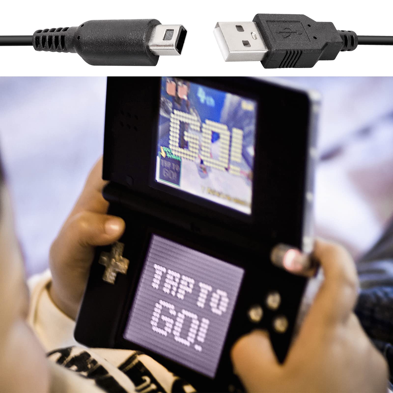 Coomoors DSi Charger,1.2M/4FT 3DS 2DS Lite Charger Cable Power USB Charging Cord for Compatible with Nintendo New 3DS/3DS XL/2DS/2DS XL/DSi XL Lite Black Wall Charger and Car Charger(2 Pack)