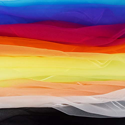 Fengek 9 Pcs Chiffon Scarf 27.6 Inch Square Solid Color Bandana Handkerchief Ribbon Scarves for Women Girls Multicolor 1
