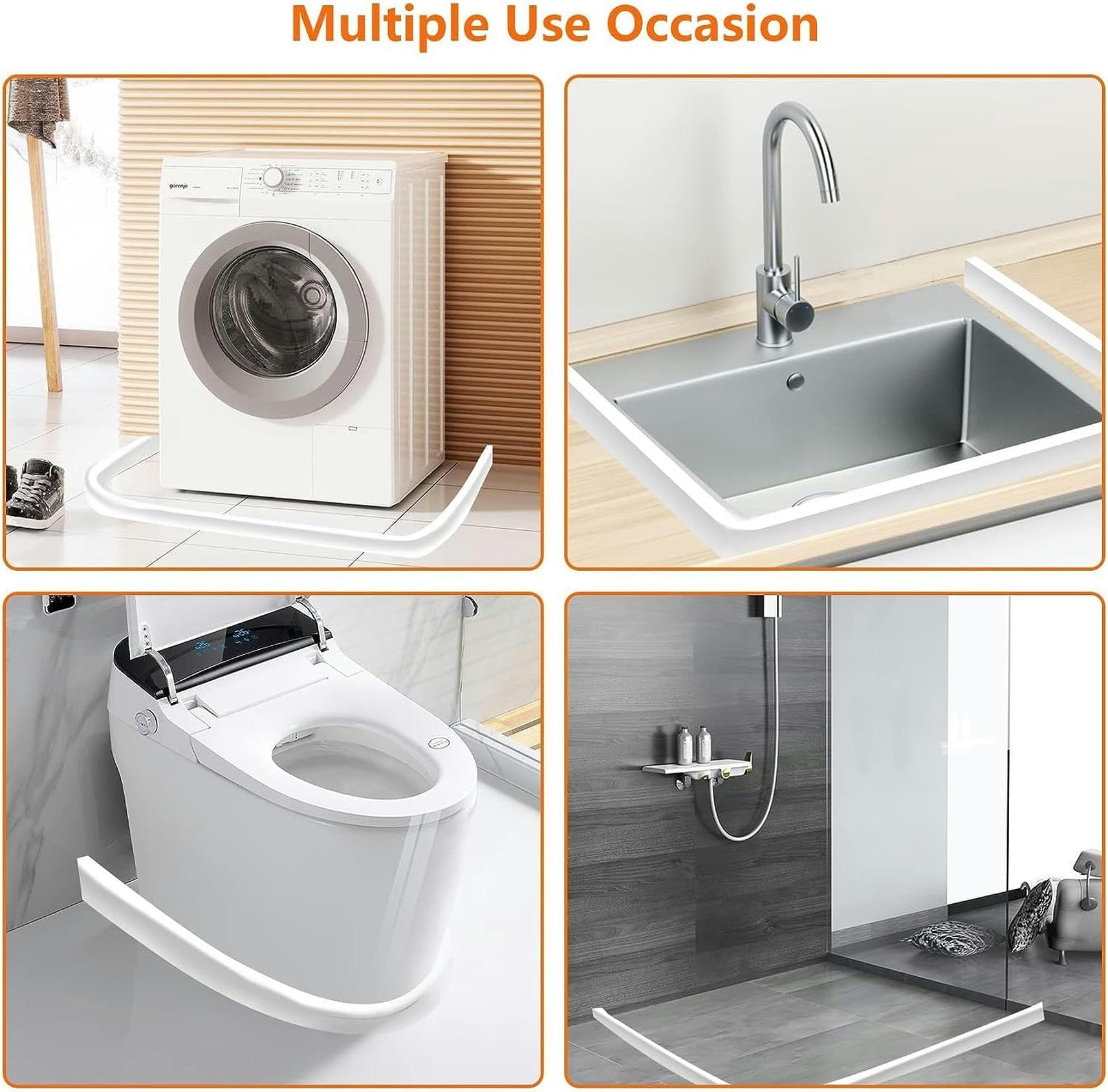 KFJZGZZ 39 inch Silicone Water Guard for Kitchen Sink, Rubber Shower Threshold Splash Guard, Water Stopper Shower Door Seal Strip, Sink Splash Guard Suitable for Kitchen Bathroom Bathtub