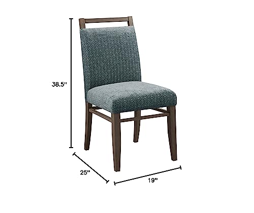 Madison Park Elmwood Dining Chair Set of 2-Cut Velvet Upholstered Backrest, Foam Seat Cushion Modern Kitchen Furniture, Reclaimed Grey Finished Solid Wood Legs, 38.5" H, Blue