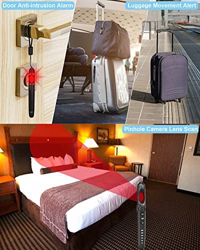 Hidden Camera Detector,Anti-spy Wireless WiFi Camera Scanner Hidden Camera Lens Finder + Door Open & Luggage Movement Alarm,3 Modes, 40 Hours Working Time
