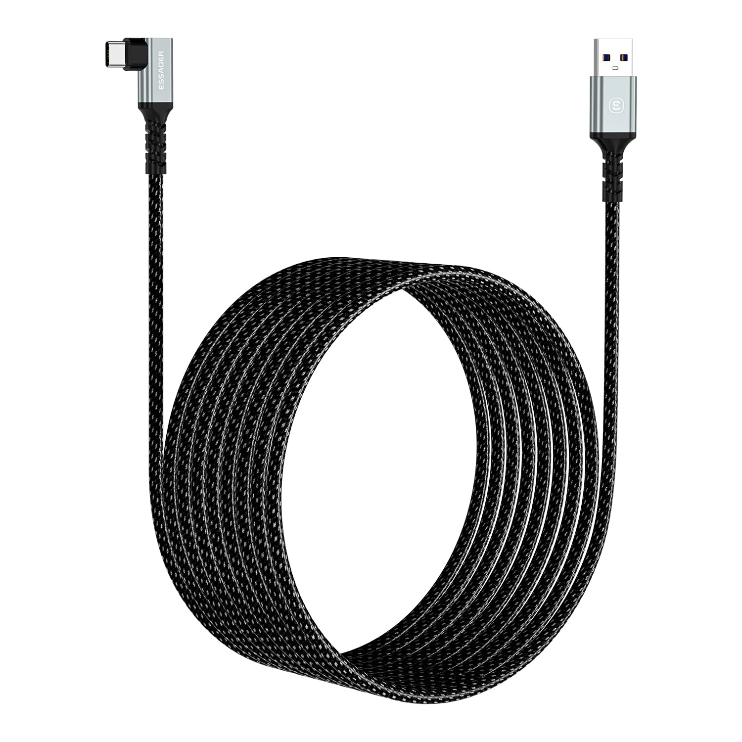 ESSAGER Link Cable for Quest 2/Meta and PC/Steam VR 16FT(5M), USB 3.1 High Speed PC Data Transfer, USB to USB C Cable for VR Headset and Gaming PC